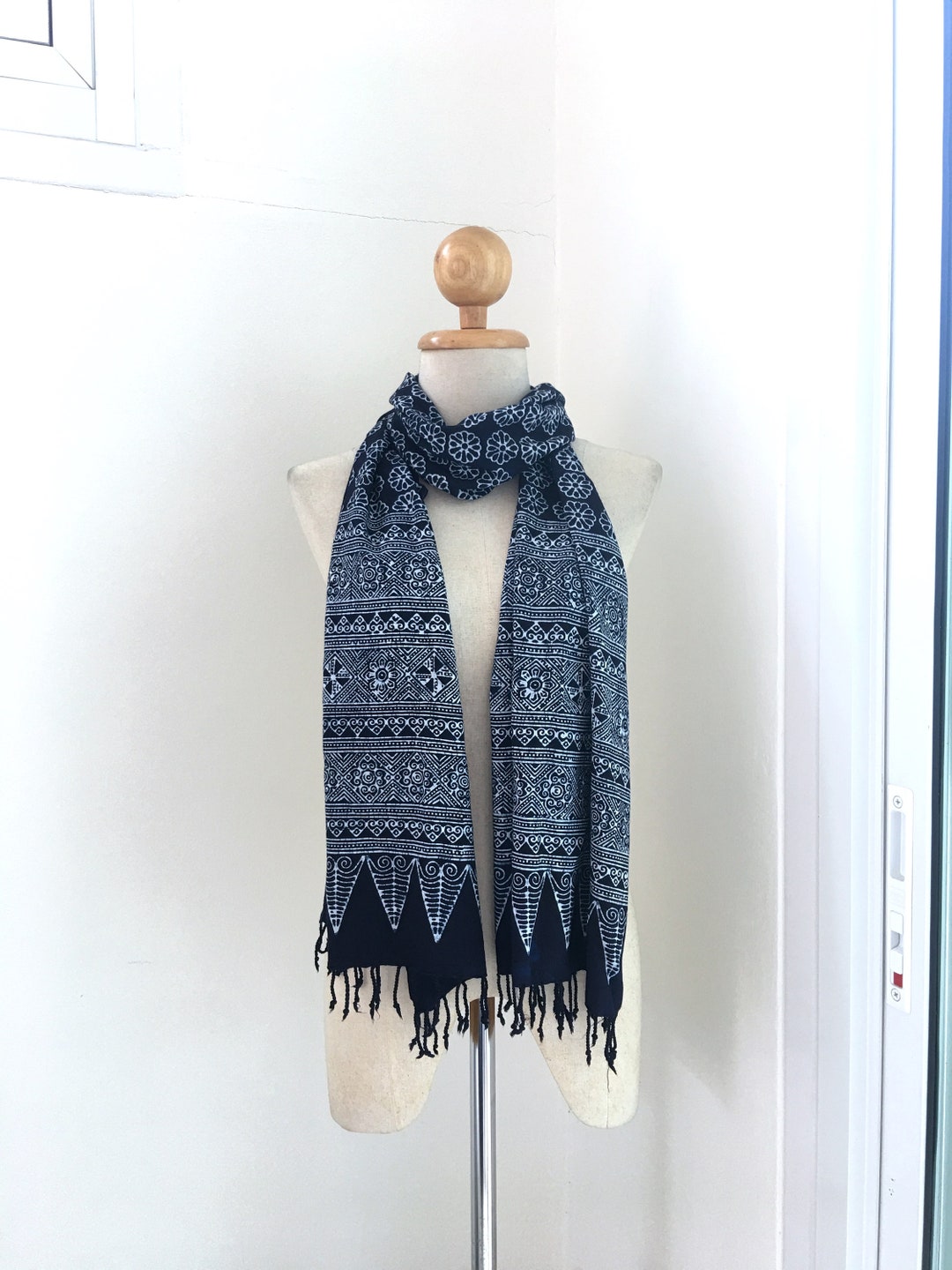 Handmade Tribal Hmong Indigo Batik Scarf, Wax Hand Block Handmade Batik ...