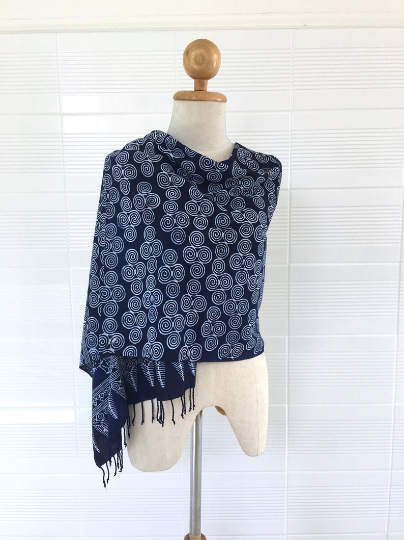 Handmade Tribal Hmong Indigo Batik Scarf Wax Hand Block | Etsy