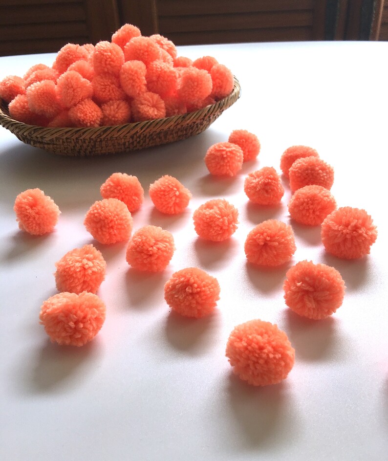 Salmon Color Yarn Pom Poms 1 Inch Decorative Ball Jewelry | Etsy