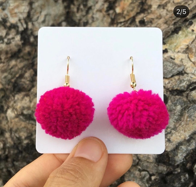 Mini Pom Pom Earrings 60 Colors Available Gifts for Her - Etsy