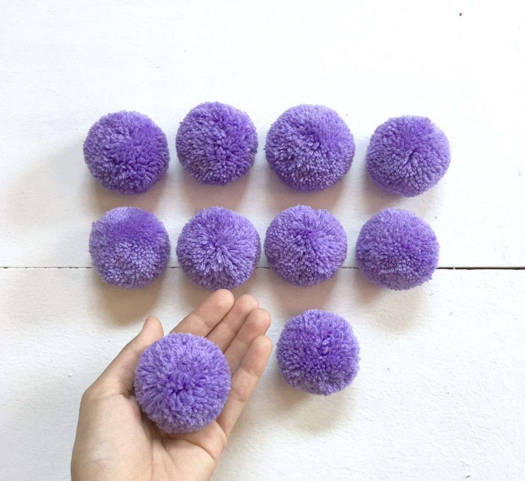 Lavender Big Pom Pom 2 Inches, Boho Decor Party Supplies Yarn Pom Pom ...