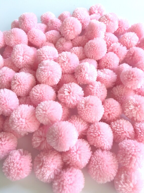 Blush Pink yarn Pom Poms 1 inch decorative ball jewelry | Etsy