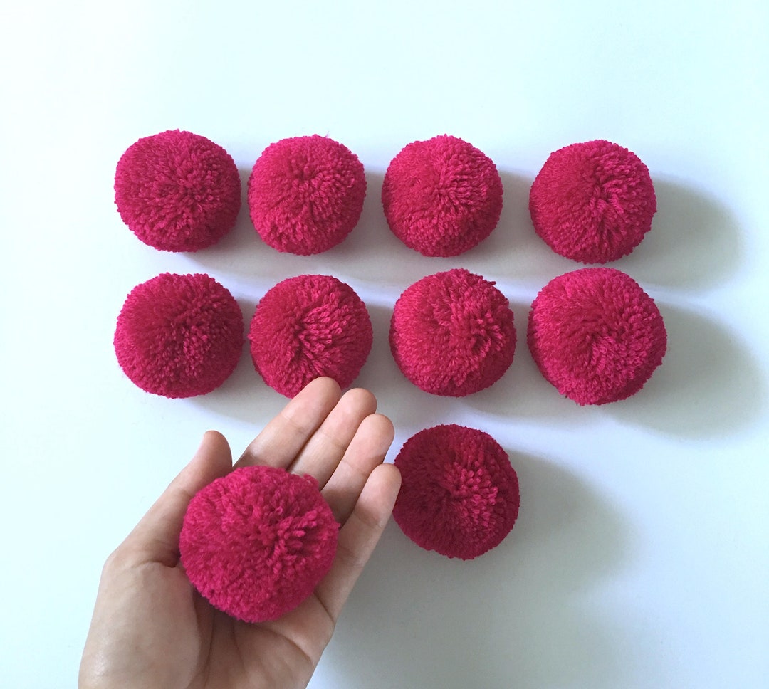 Cranberry Big Pom Pom 2 Inches, Boho Decor Party Supplies Yarn Pom Pom ...