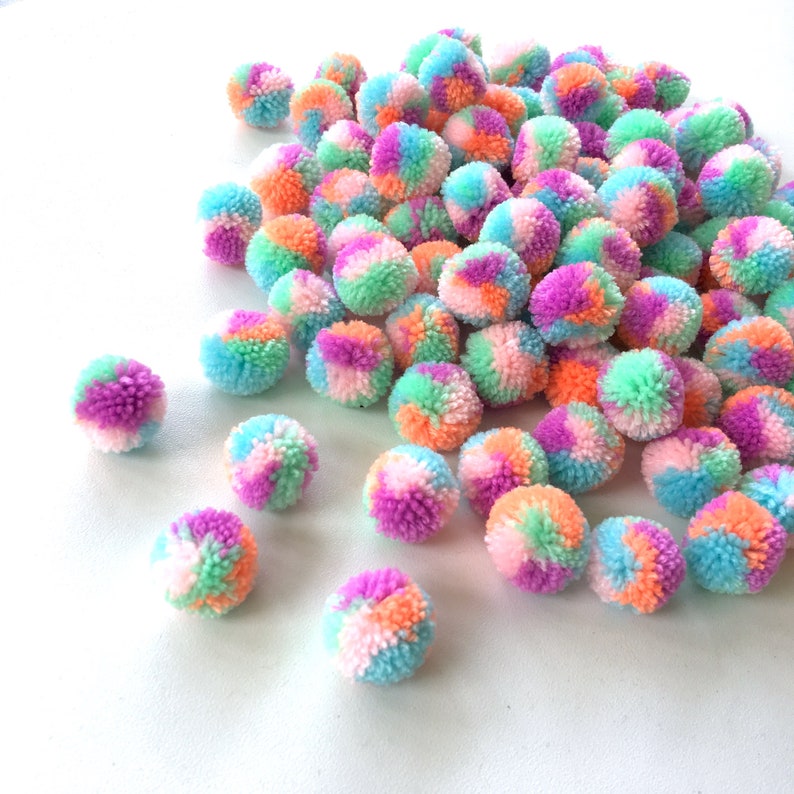Pastel color yarn Pom Poms 1 inch decorative ball jewelry | Etsy