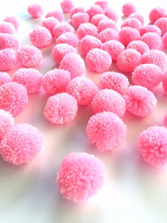 Light Pink Yarn Pom Poms 1 Inch Decorative Ball Jewelry | Etsy