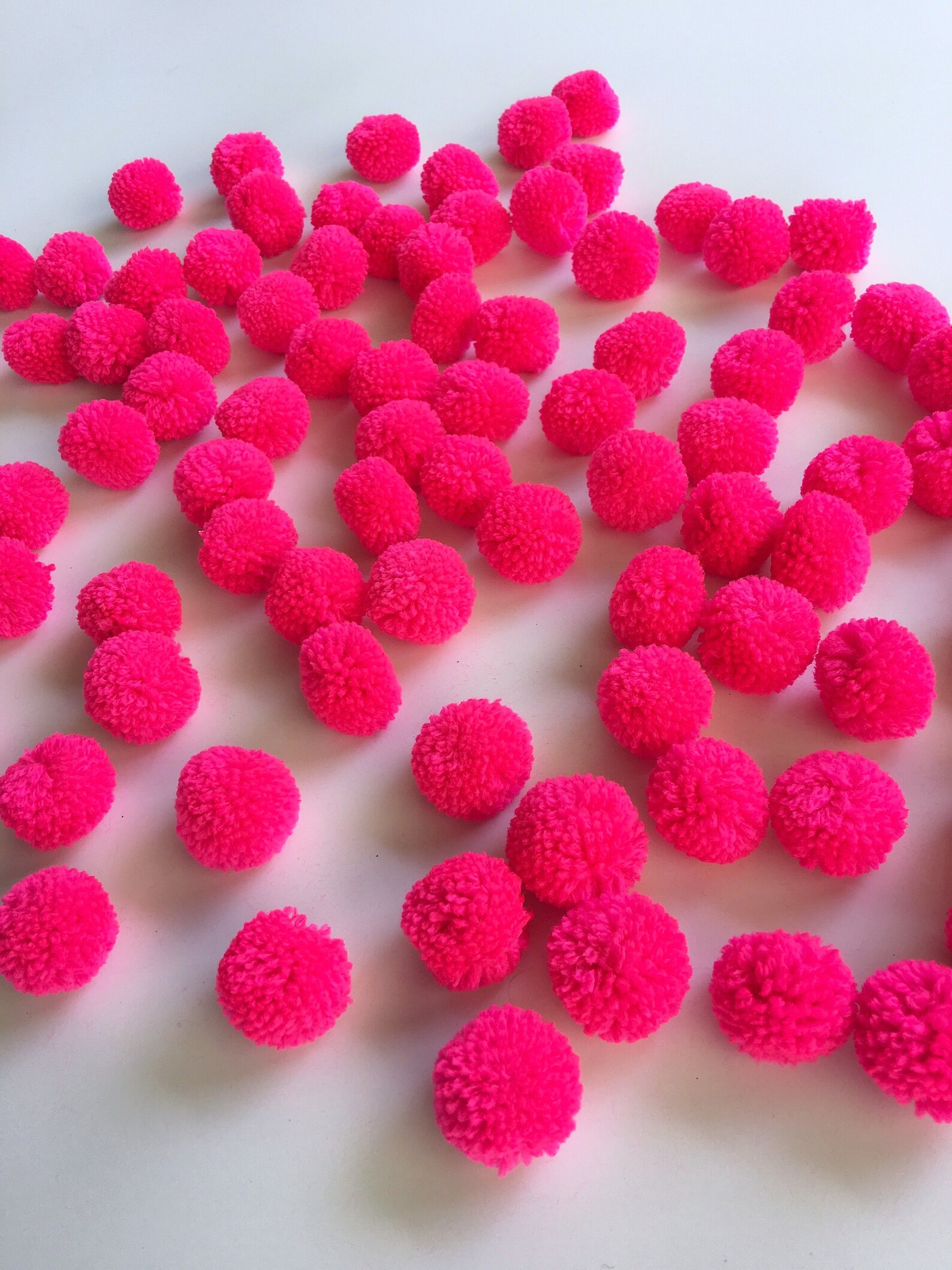 Neon Pink Yarn Pom Poms 1 Inch Decorative Ball Jewelry | Etsy