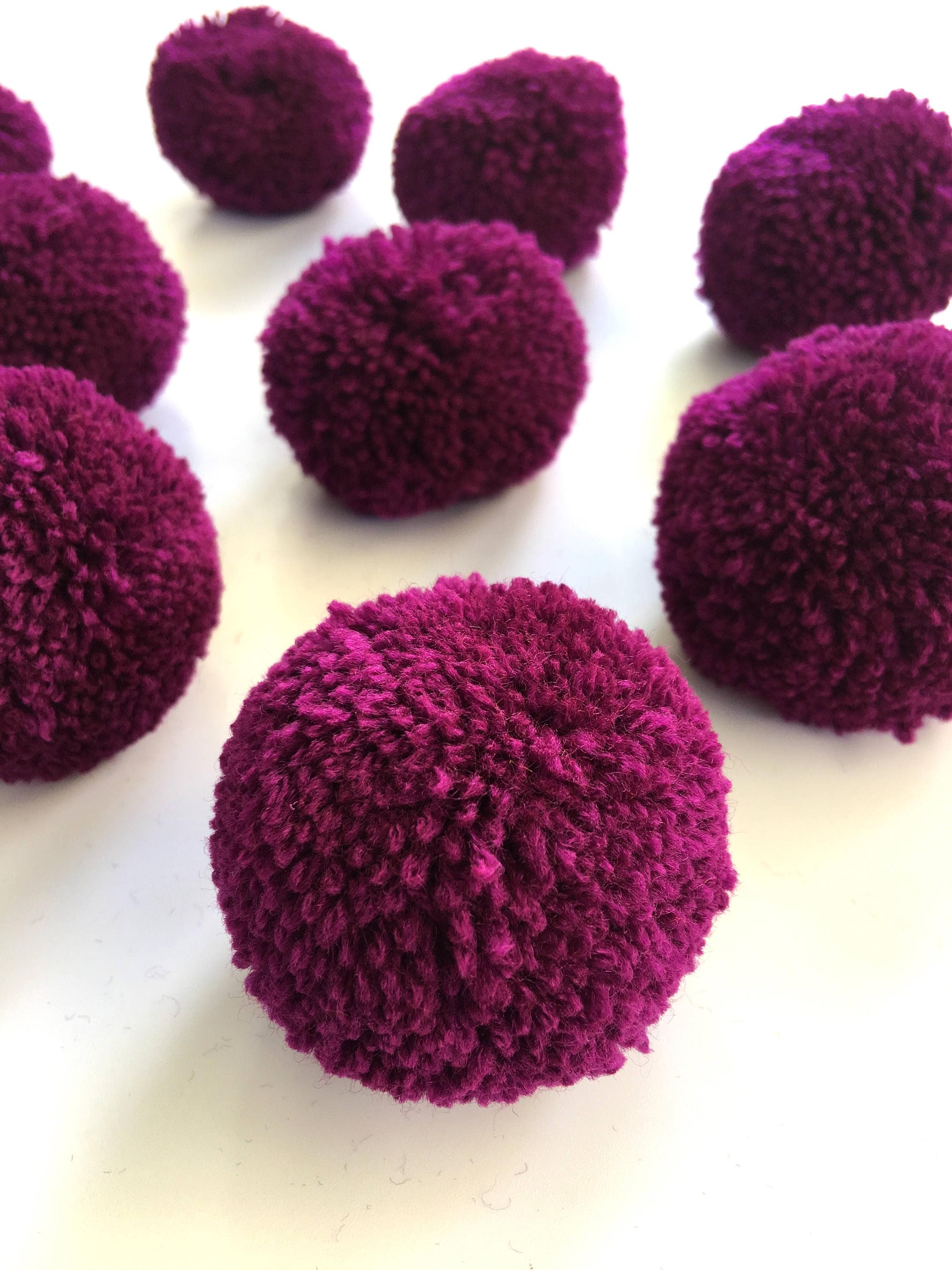 Red Violet Big Pom Pom 2 inches Boho Decor Party Supplies | Etsy