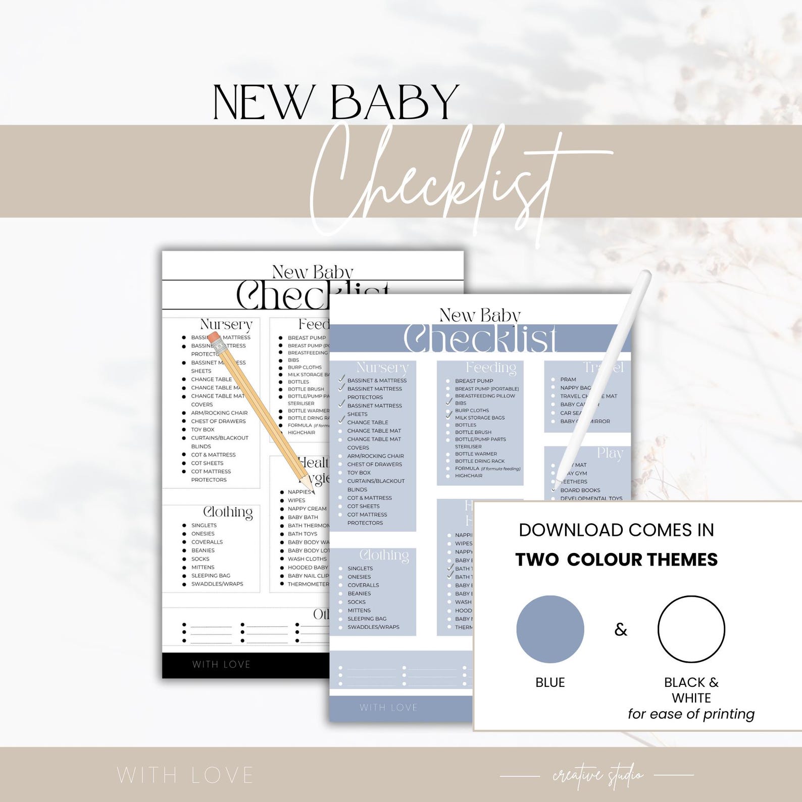 New Baby Checklist Printable for New Mum Newborn Checklist Digital Baby ...