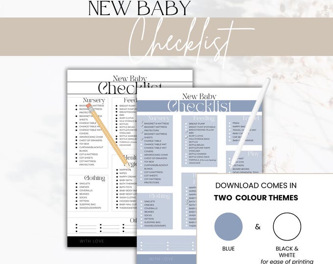 New Baby Checklist Printable for New Mum Newborn Checklist Digital Baby ...