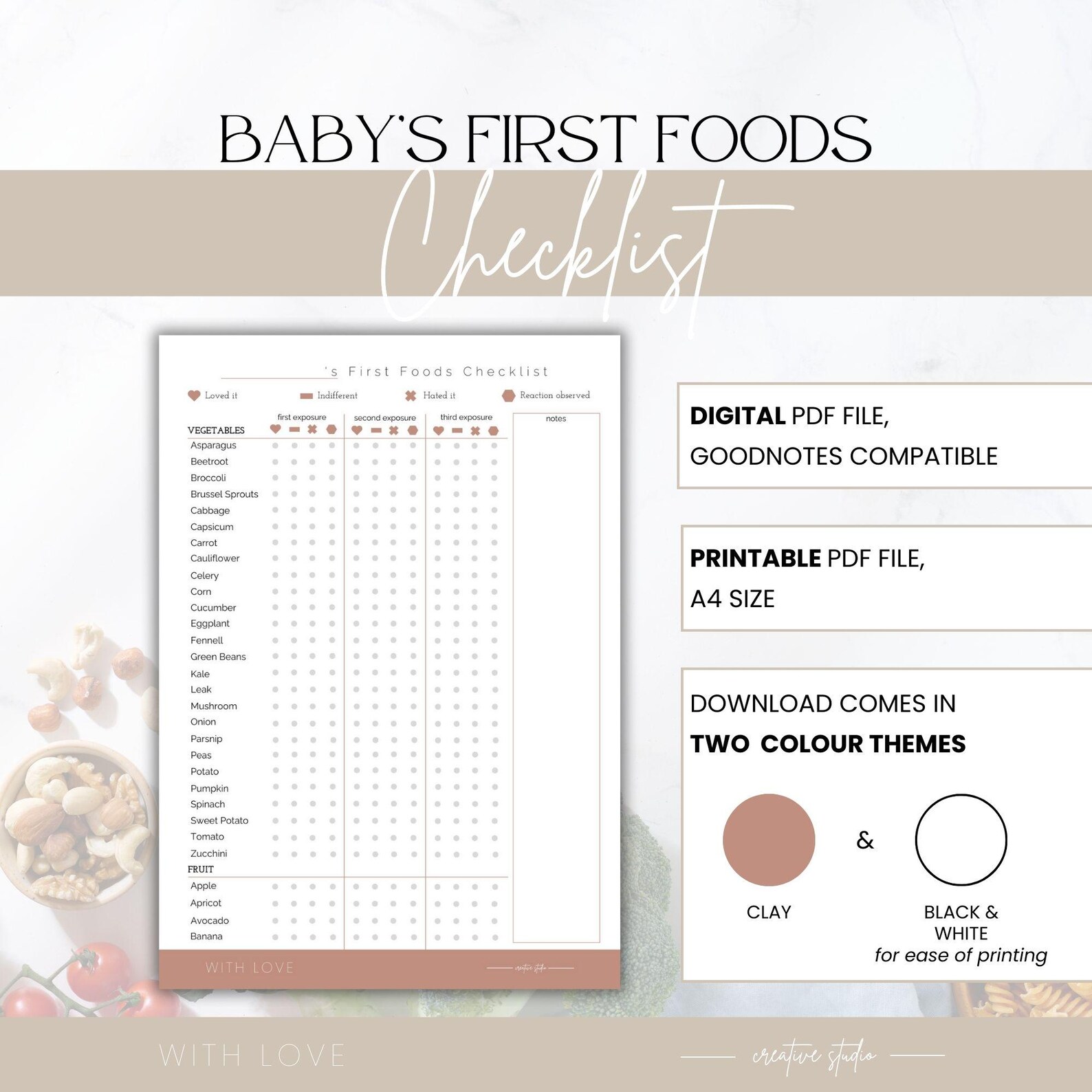 Baby's First Foods Checklist Printable Babys First Foods Checklist ...
