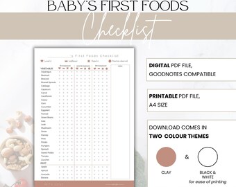 Baby's First Foods Checklist Printable Babys First Foods Checklist ...