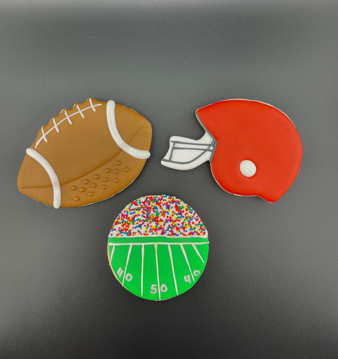 1 Dozen Football Themed Cookies, Helmet Cookie, Sports Cookies, Game ...
