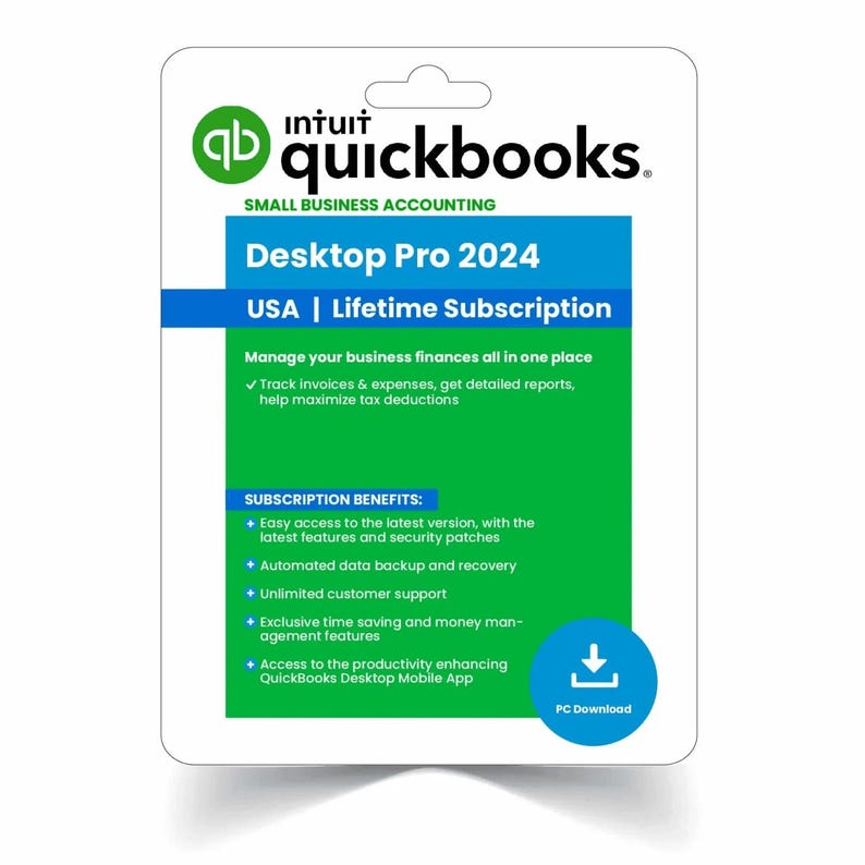 Quickbooks Desktop Pro 2024 for Windows No Subscription Lifetime Please ...