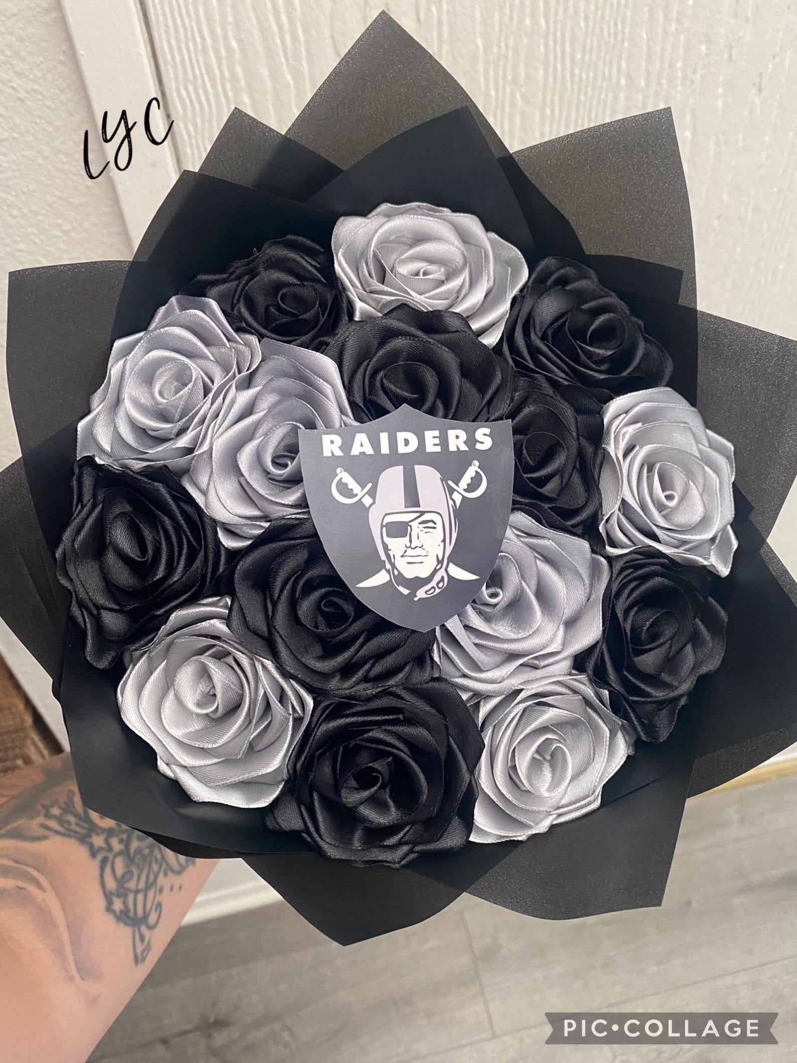 Raiders Ribbon Rose Bouquet - NFL - - Etsy