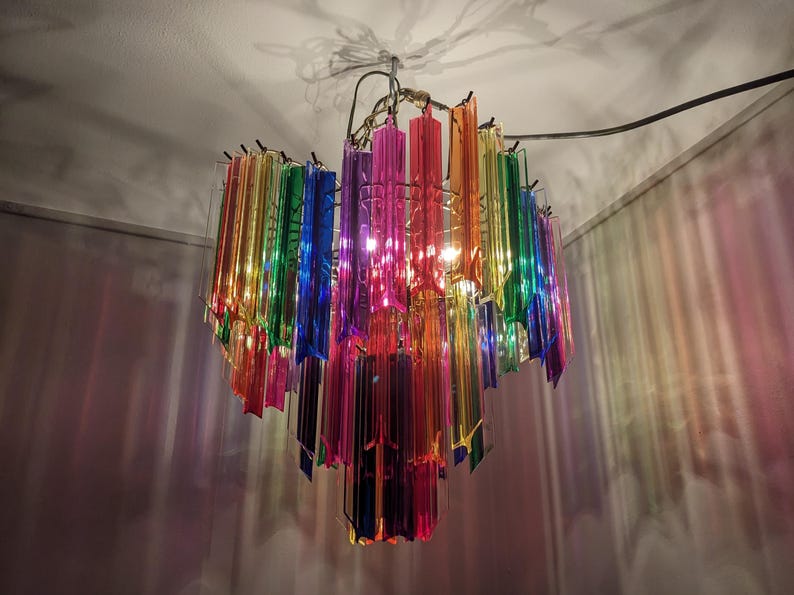 Vintage Rainbow Chandelier // Hand-finished Colorful Light Fixture ...