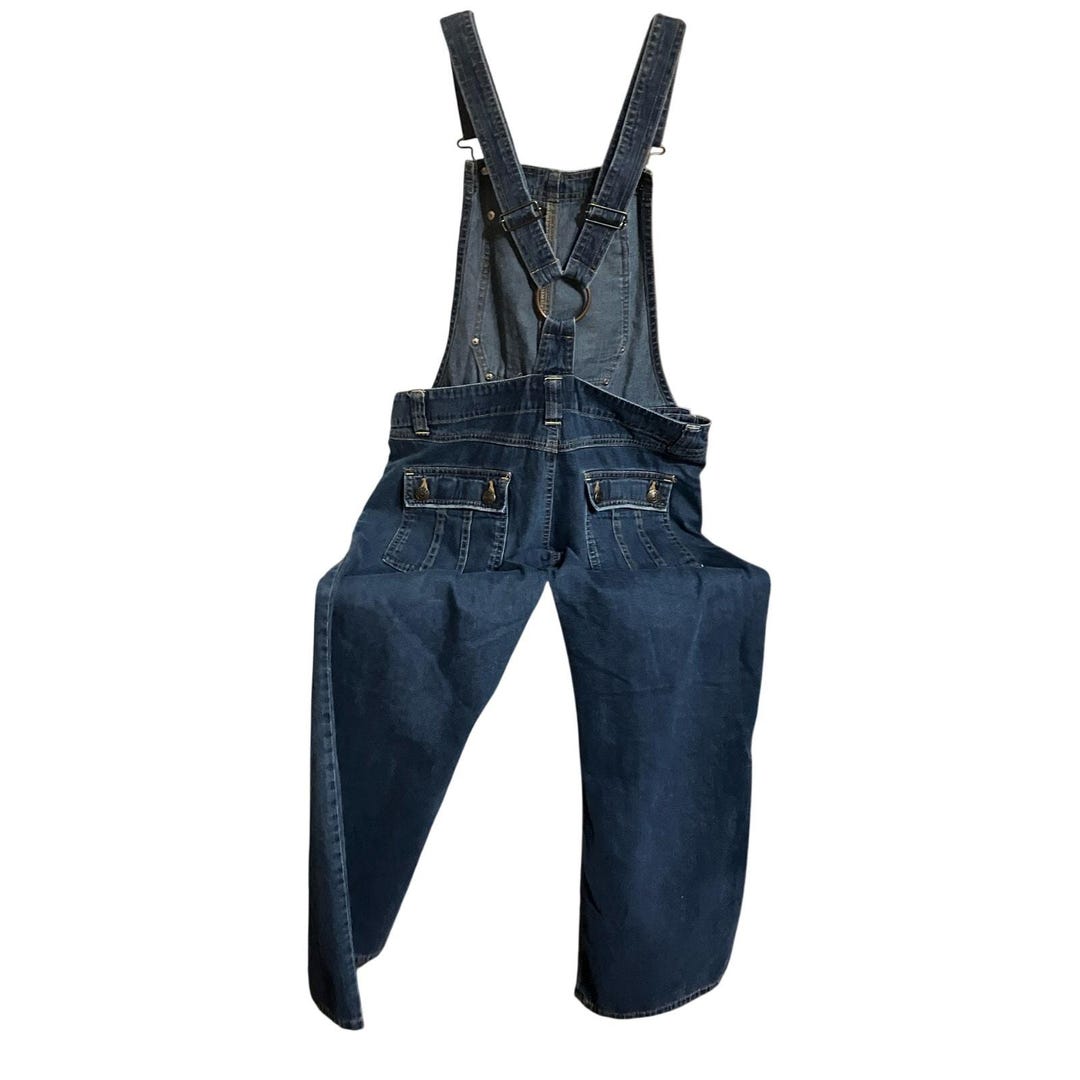 Old Navy Blue Jeans Wide Leg Overalls Med Y2K Vintage O Ring Fastener ...