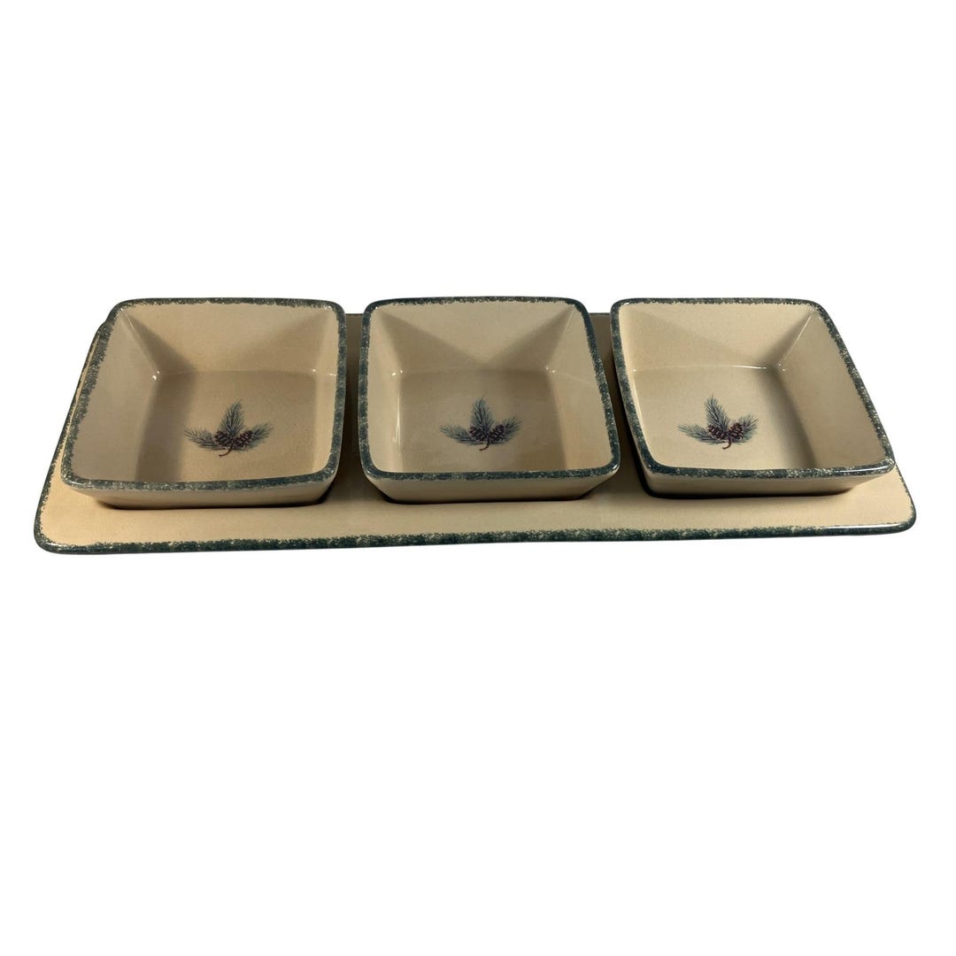 Home & Garden Party Northwoods Stoneware 3-part Divided Server With 5 ...