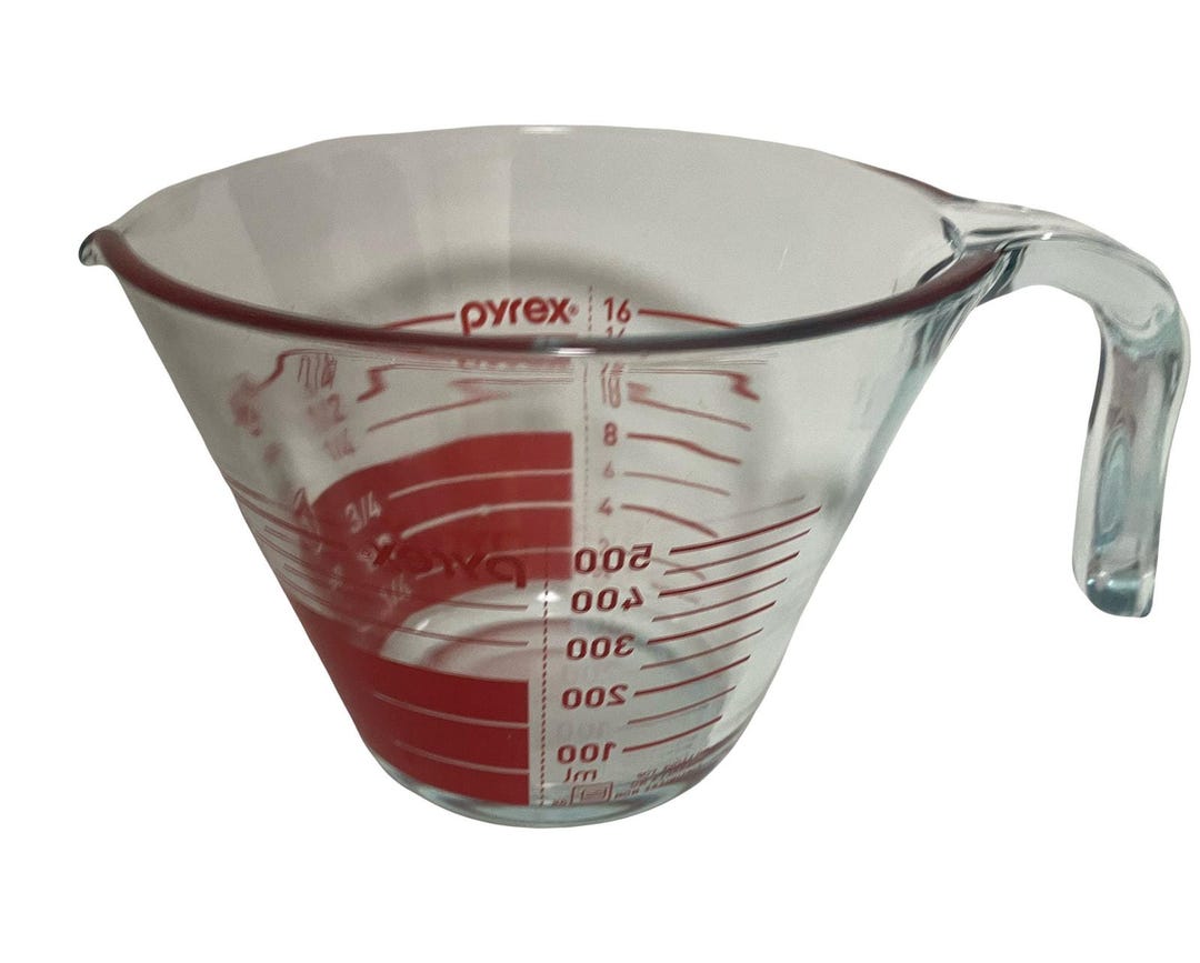 Pyrex Measuring Cup Prepware 2-cup Glass Spout Red Open Handle Vintage ...