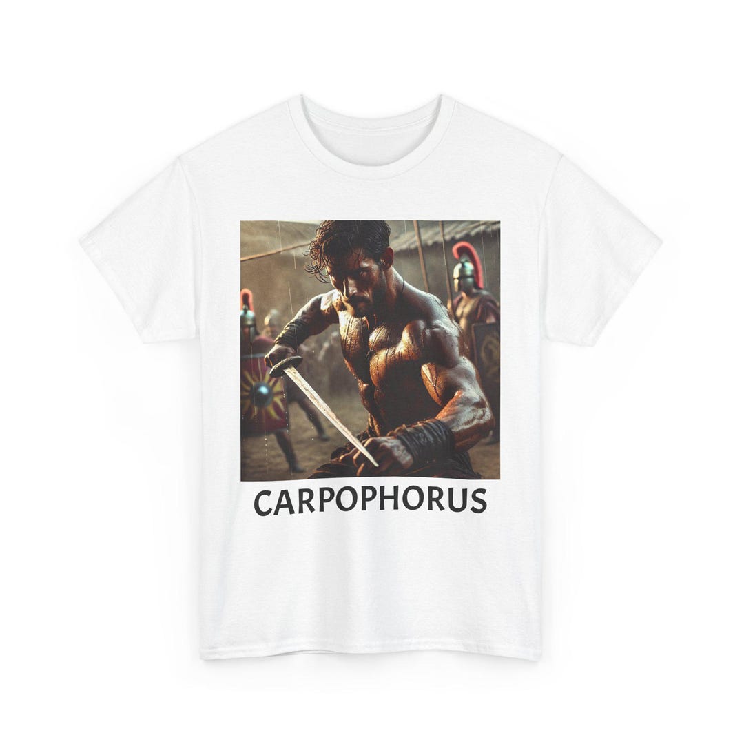 Rome Gladiator CARPOPHORUS Colosseum on White Unisex Heavy Cotton Tee ...