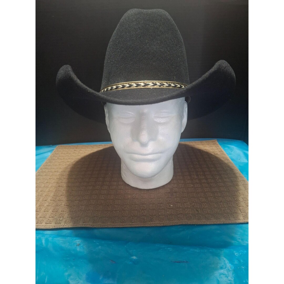 Black Felt Western Cowboy Hat With Braided Band Size 7 (56) - Etsy