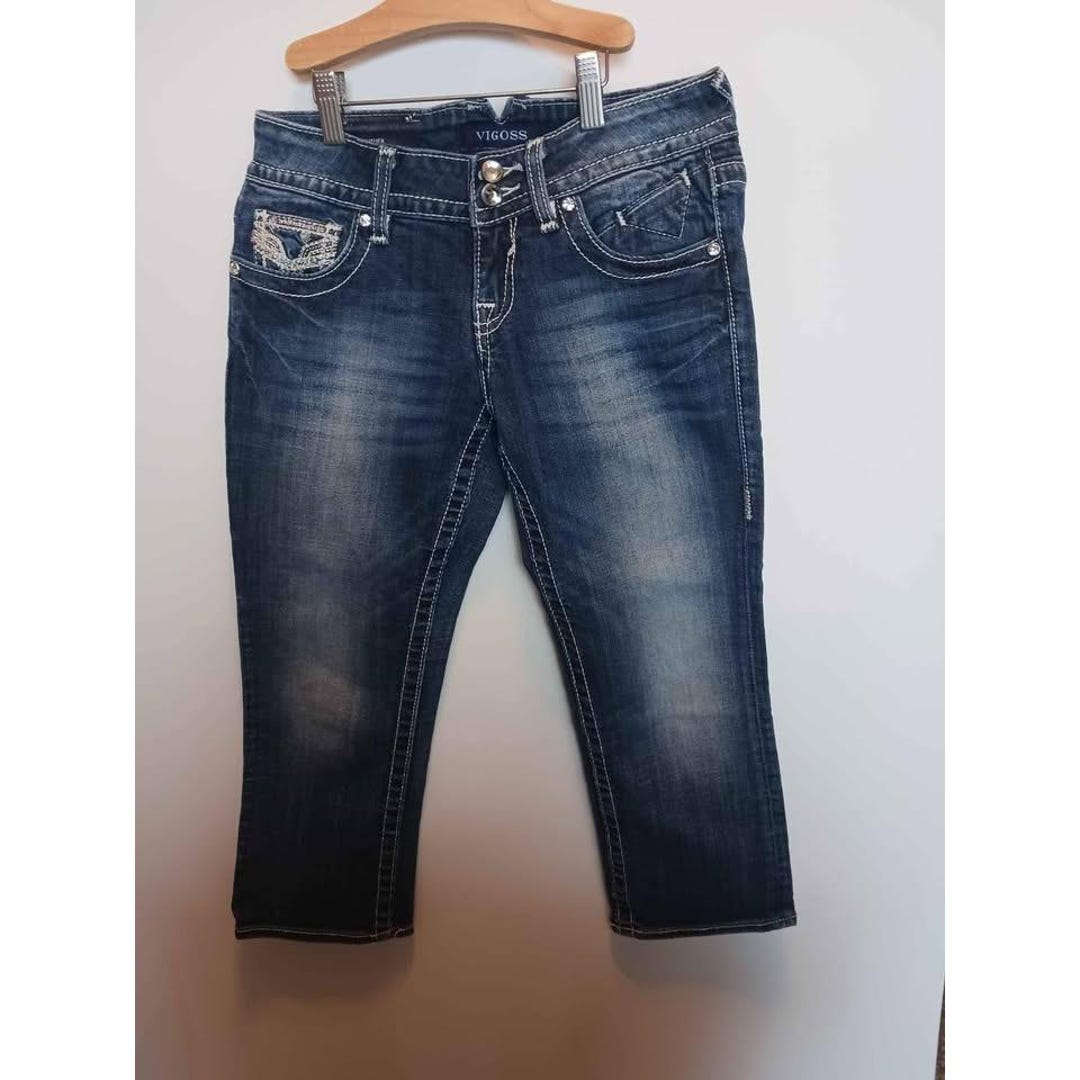 Vigoss the Chelsea Capri Jeans Size 1/2 Distressed Denim Womens - Etsy
