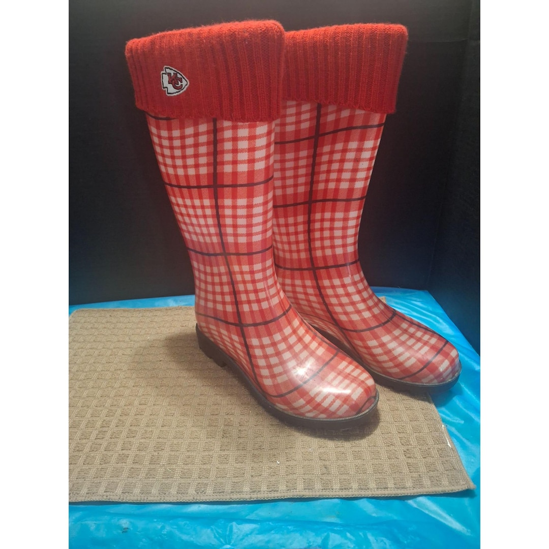 Kansas City Chiefs Red Plaid Rain Boots XS - Etsy