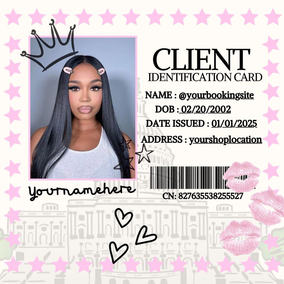 Pink Client ID Flyer: Editable Booking Appointment Template - Etsy