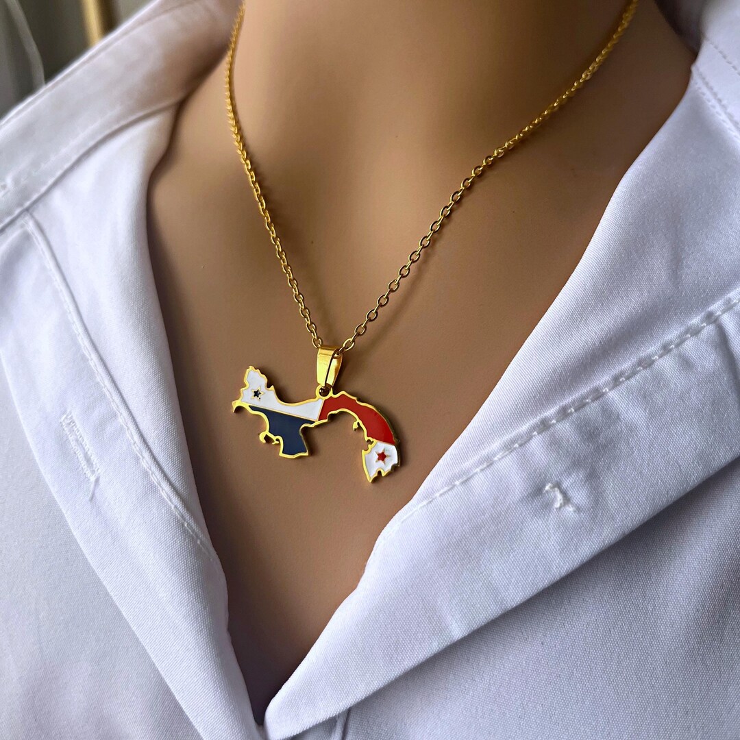 18K Gold-plated Panama Map Pendant Necklace / Charmed Jewelry Gift ...