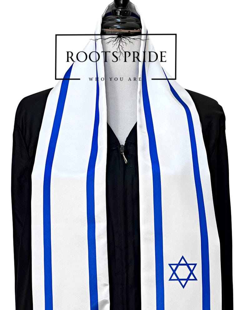 DOUBLE SIDED Israel Flag Graduation Stole / Israel Flag Sash / Israeli ...