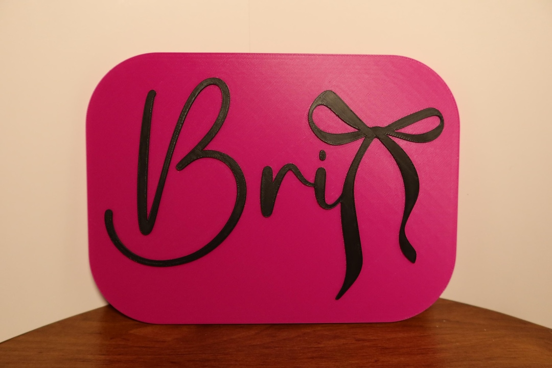 Bow Name Sign, Wall Name Sign, Decor, Name, Customized With Bow Icon ...