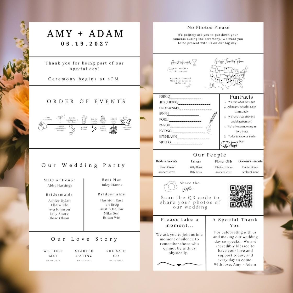 Custom Wedding/event Program Template - Etsy