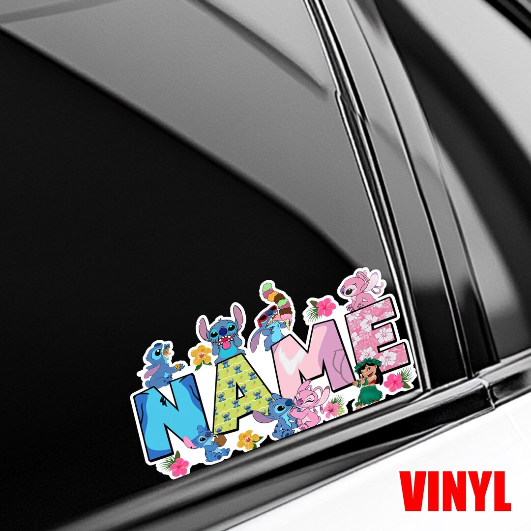Custom Name Stitch Sticker – Personalized Disney Vinyl Decal, Cute Blue ...