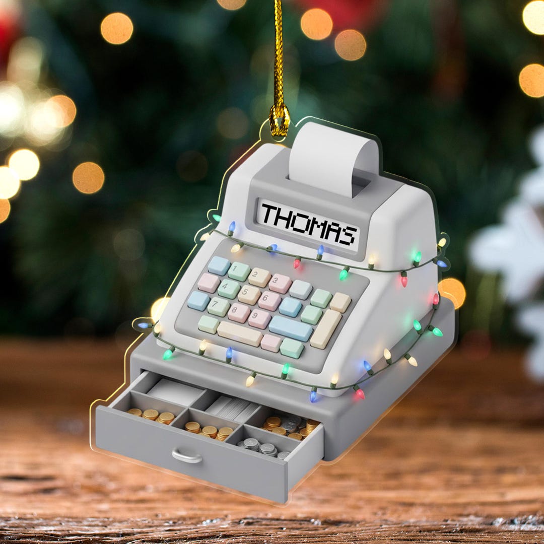 Cash Register 2D Flat Ornament, Personalized Custom Name Business Gift ...
