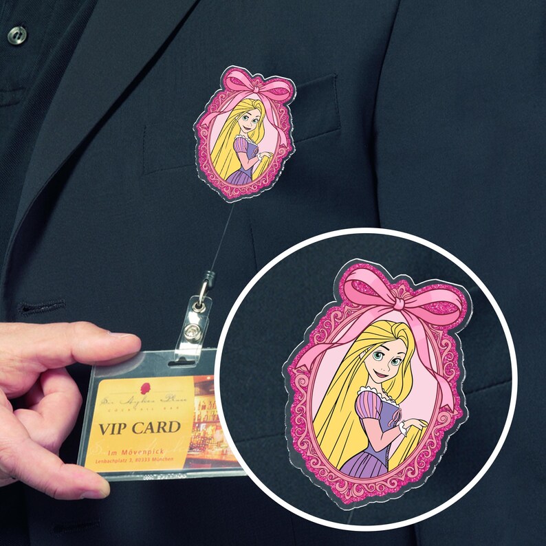 Disney Tangled Rapunzel Floral Badge Reel, Disney Princess Rapunzel ...