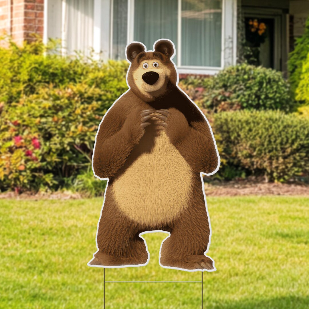 Masha and the Bear Yard Sign Cut Out, Custom Masha Party Decor Prop ...