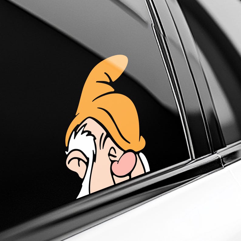 Sleepy Dwarfs Peeker Peeking Car Window Decal - Bumper Waterproof ...