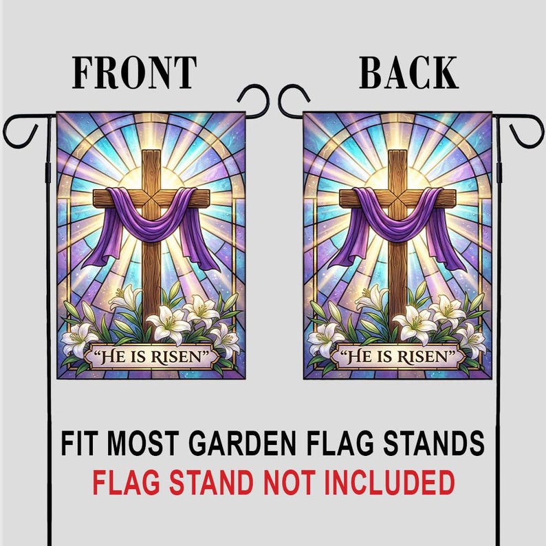 Purple Lent He is Risen Flag, House Banner, Lenten Season Garden Flag ...