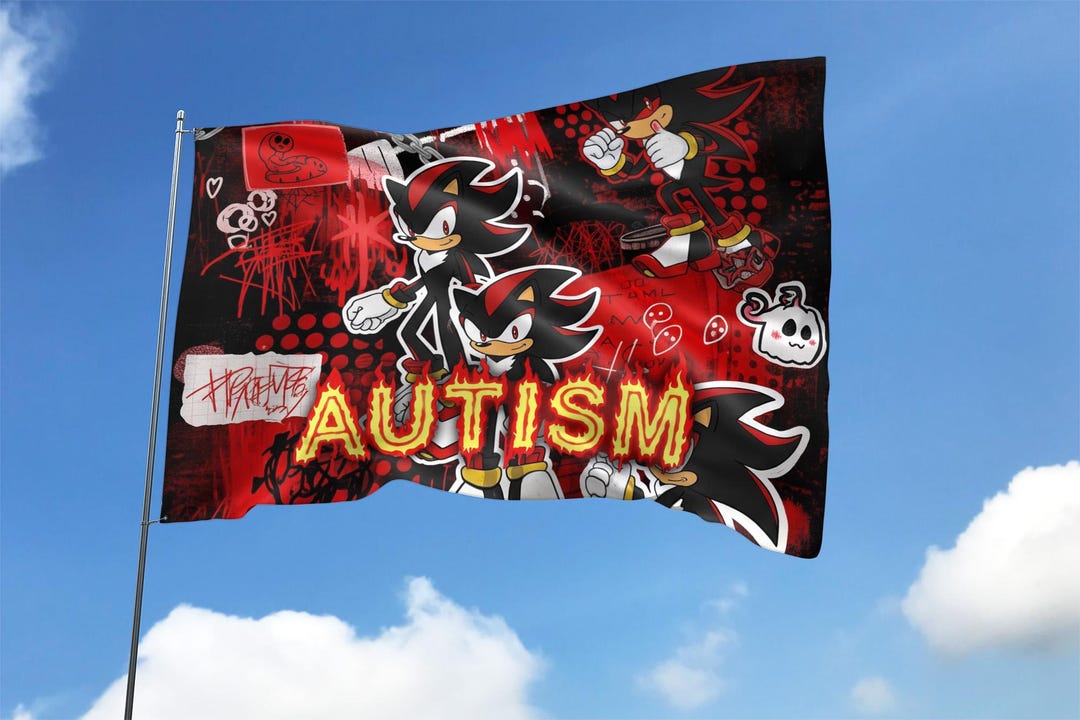 Autism Shadow the Hedgehog House Flag, Funny Meme Decor, Autism Support ...