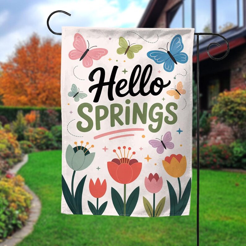 Hello Spring Garden Flag | Double-sided Floral Outdoor Banner | Spring ...