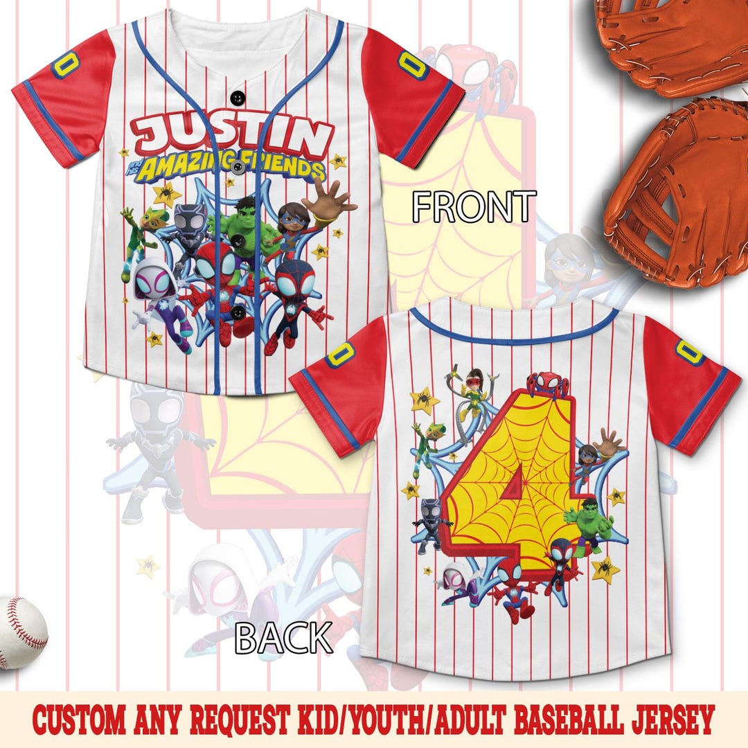 Custom Spidey and His Amazing Friends Birthday Baseball Jersey,spider ...