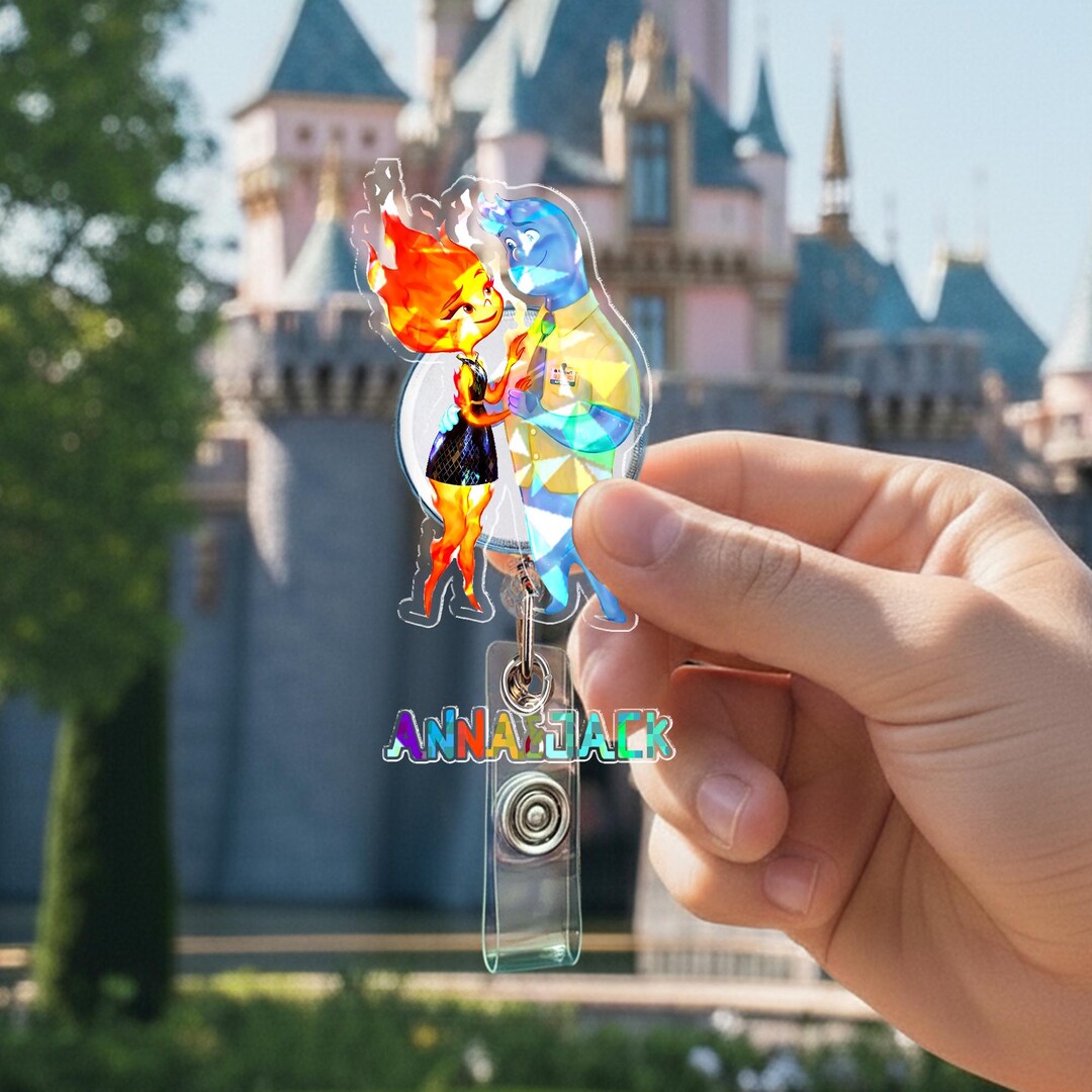 Elemental Wade and Amber Badge Reel, Pixar Retractable ID Holder, Cute ...