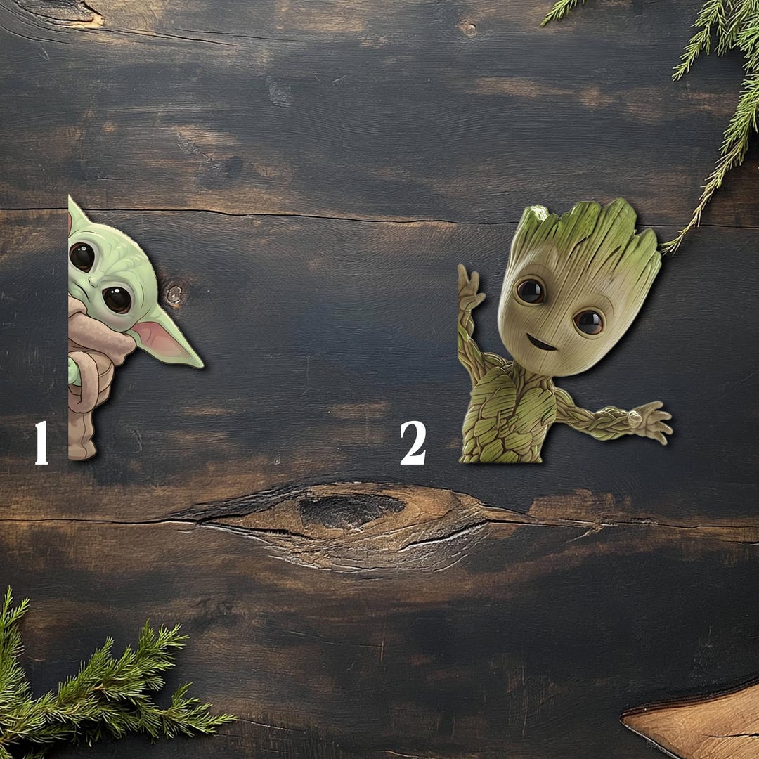 Yoda Grogu and Groot Peeker Peeking Car Window Decals - Star Wars ...