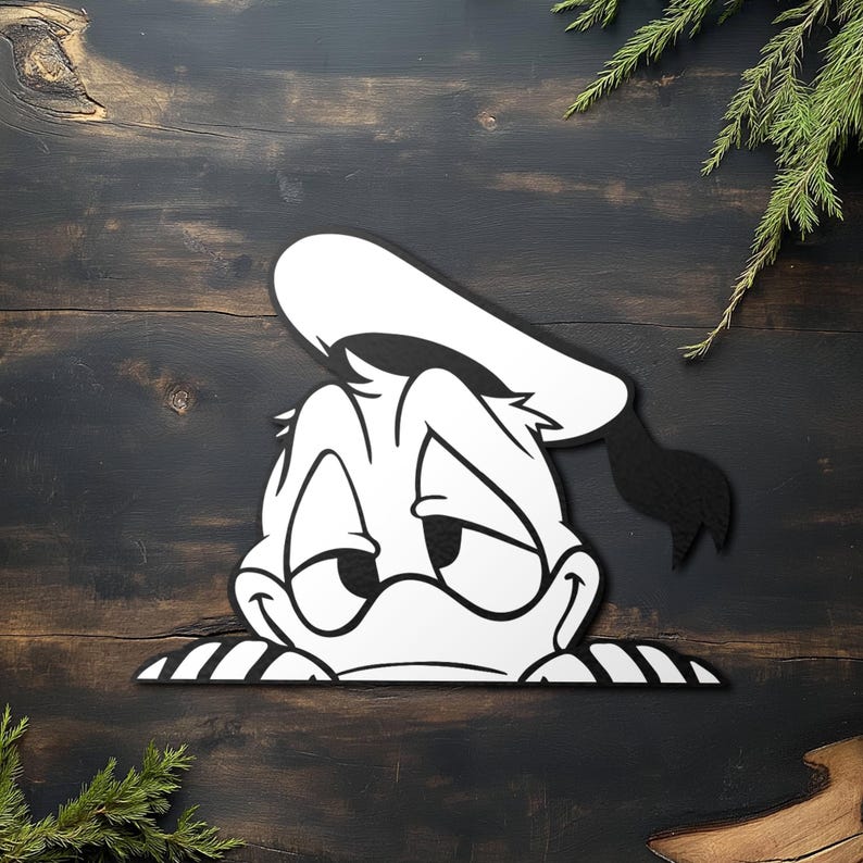 Donald Duck Peeking Car Window Decal - Bumper Waterproof Vinyl Sticker ...
