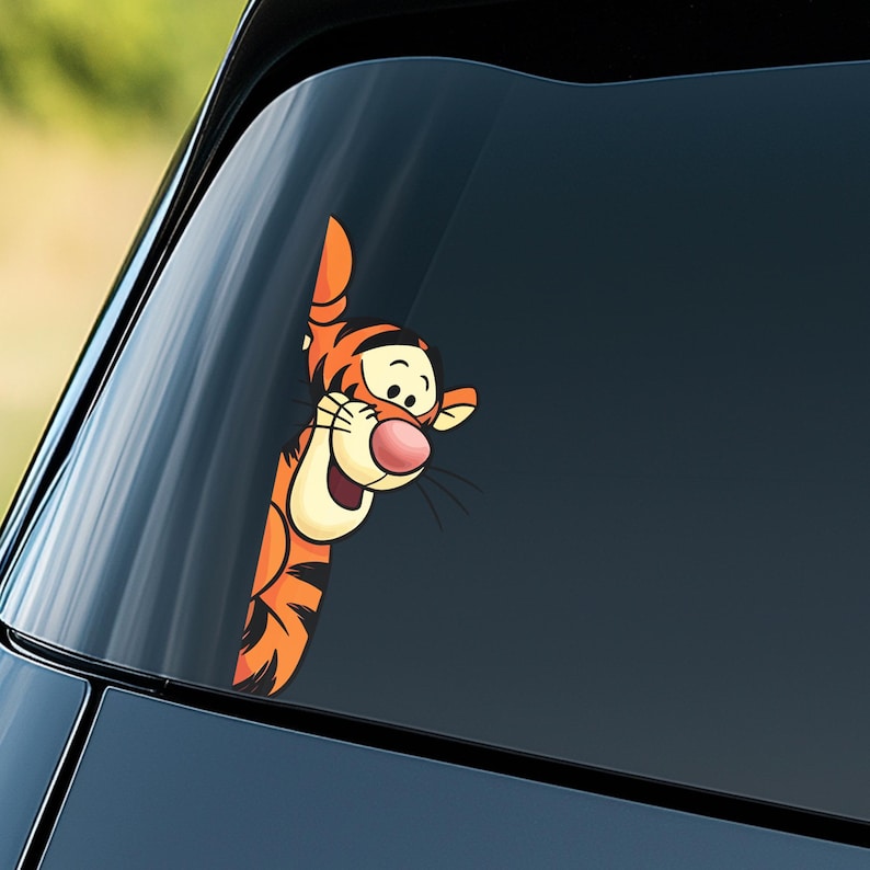 Tiger Peeker Peeking Car Window Decal - Bumper Waterproof Vinyl Sticker ...
