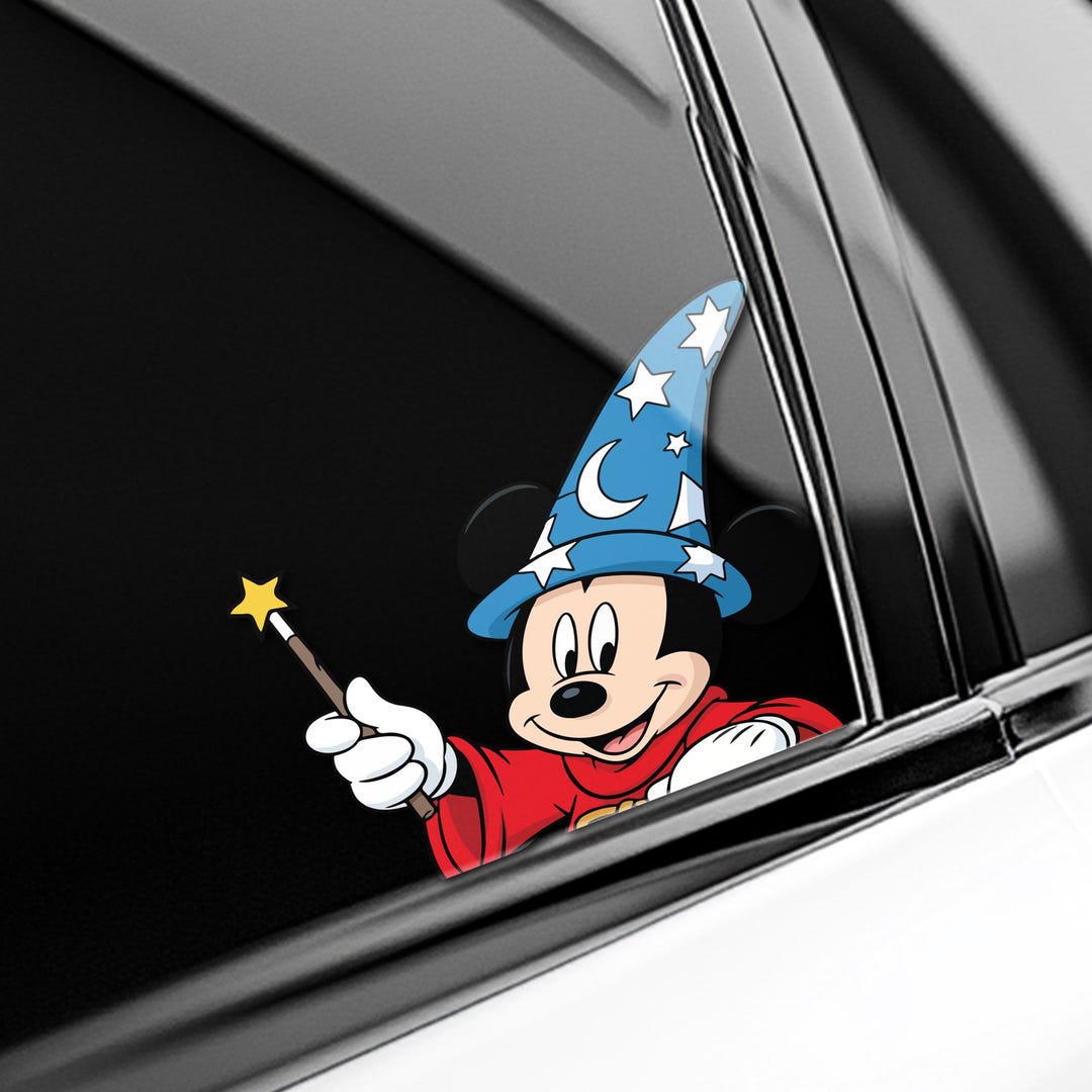 Magic Mickey Mouse Peeking Car Window Decal - Bumper Waterproof Vinyl ...