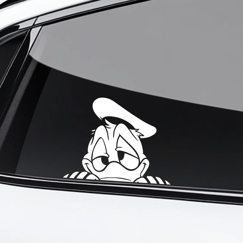 Donald Duck Peeking Car Window Decal - Bumper Waterproof Vinyl Sticker ...