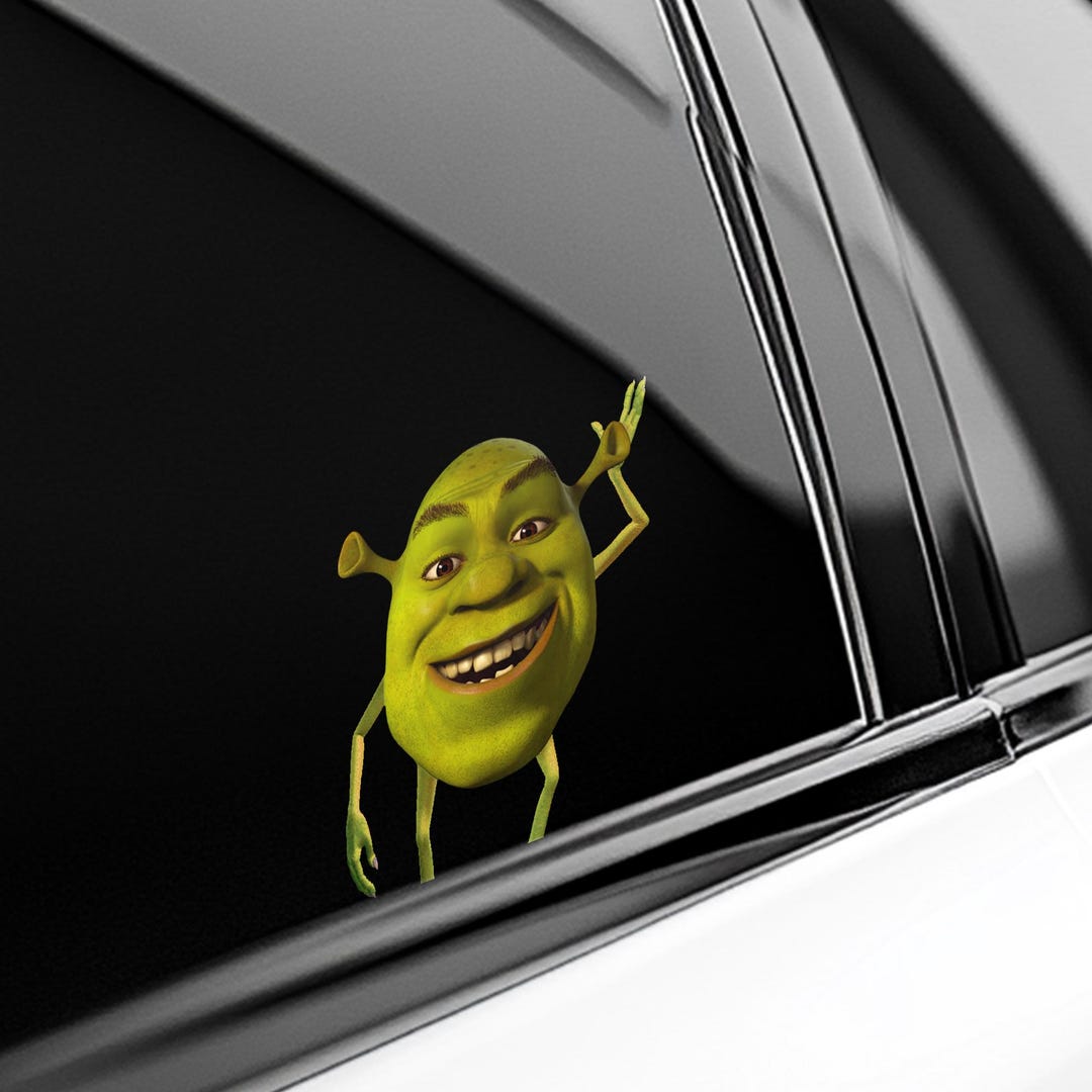 Waving Shrek Meme Peeker Sticker, Funny Ogre Peeking Car Window Decals ...