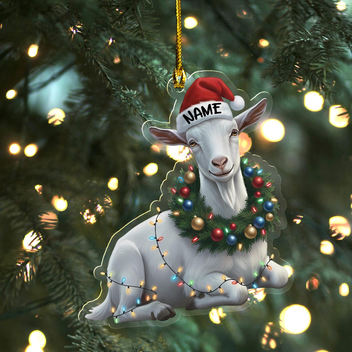 Goat Ornaments With Christmas Light, Goat Christmas Tree Decor, Xmas ...