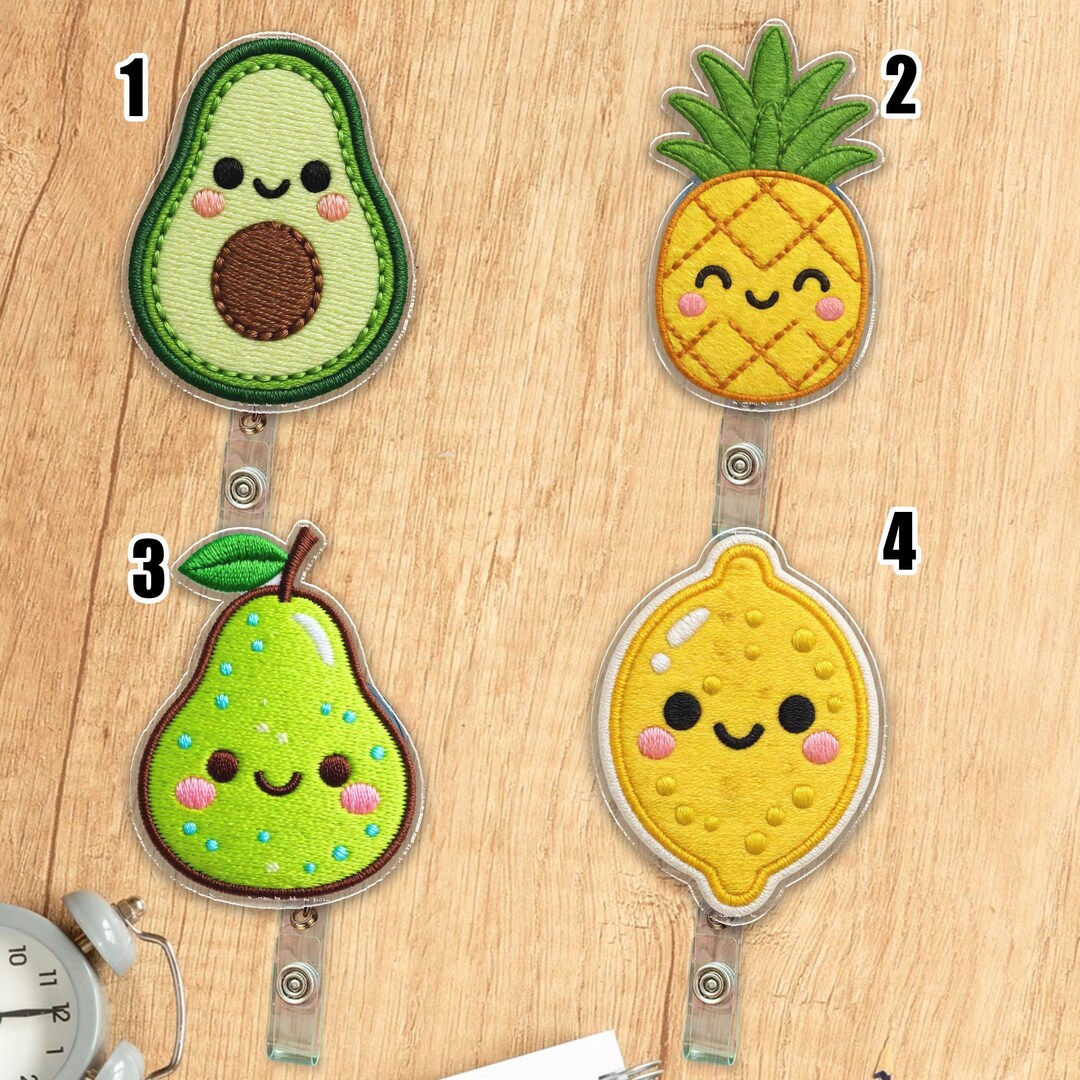Cute Fruit Badge Reel, Kawaii Nurse Badge Holder, Avocado Pineapple ...