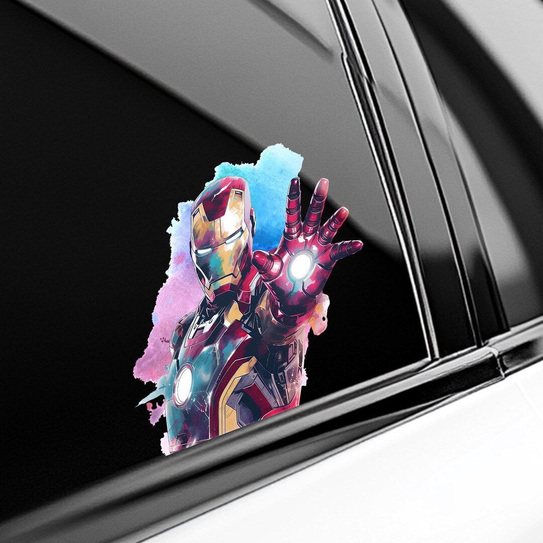 Iron Man Peeker Sticker, Peeker Peeking Car Window Decals - Bumper ...
